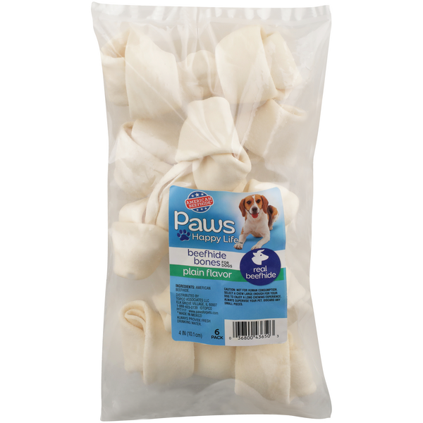 Paws Happy Life 4" Plain Flavor Beefhide Bones | Hy-Vee Aisles Online ...