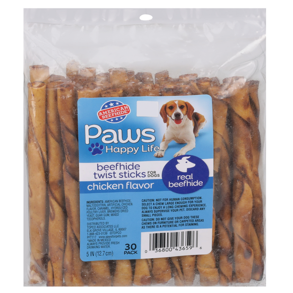 Paws Happy Life Chicken Flavor Beefhide Twist Sticks | Hy-Vee Aisles ...