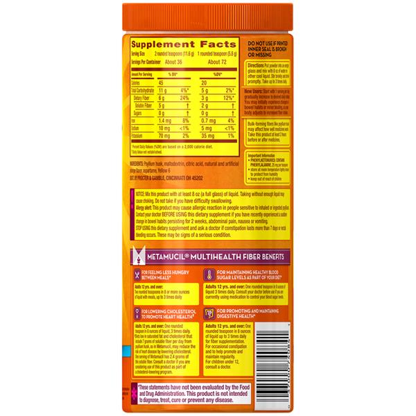 Metamucil Sugar Free Orange Smooth | Hy-Vee Aisles Online Grocery Shopping