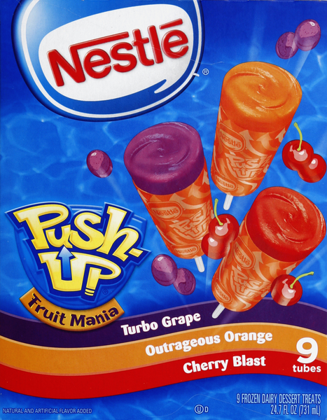 Nestle Push-Up Tubes, Fruit Mania Turbo Grape, Outrageous Orange ...