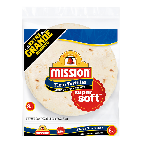 Mission Super Soft Flour Tortillas, XL Burrito Size, 8 Count | Hy-Vee ...
