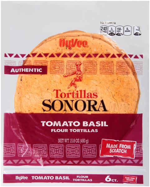 Hy-Vee Authentic Sonora Tomato Basil Flour Tortillas 6Ct | Hy-Vee ...