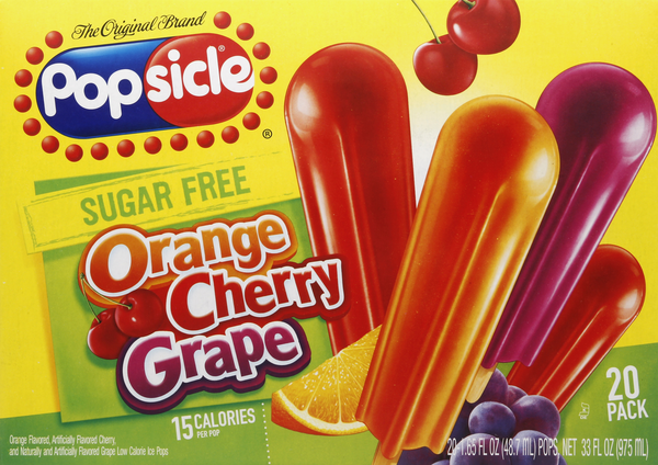 Popsicle Sugar Free Orange, Cherry, Grape 20-1.65 Fl Oz | Hy-Vee Aisles ...