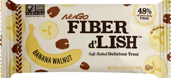 Gnu Foods Fiber d'Lish Soft Baked Delicious Treat Banana Walnut Bar ...