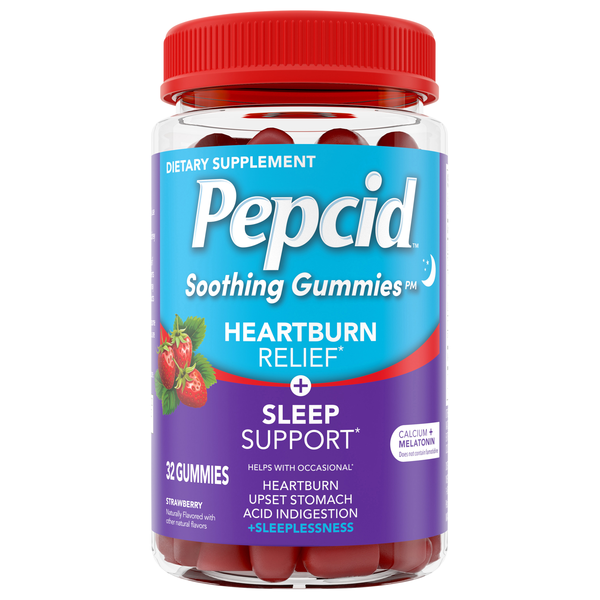 Pepcid Heartburn Relief + Sleep Support Gummies, Strawberry | Hy-Vee ...