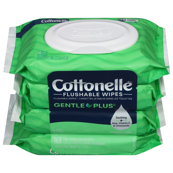 Cottonelle GentlePlus Flushable Wet Wipes with Aloe & Vitamin E, 4-42 ...