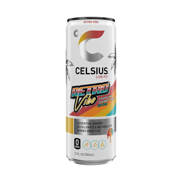 CELSIUS Sparkling Retro Vibe, Functional Energy Drink 12 Fl Oz Single ...