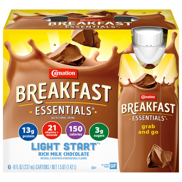 Carnation Breakfast Essentials Light Start Rich Milk Chocolate Complete ...