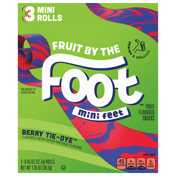 Fruit by the Foot Mini Feet, Berry Tie Dye, 3-0.45 oz Rolls | Hy-Vee ...