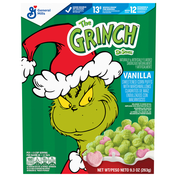 General Mills The Grinch Cereal, Sweetened Vanilla Corn Puffs with ...