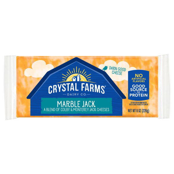 Crystal Farms Marble Jack Cheese Block, 8 oz | Hy-Vee Aisles Online ...