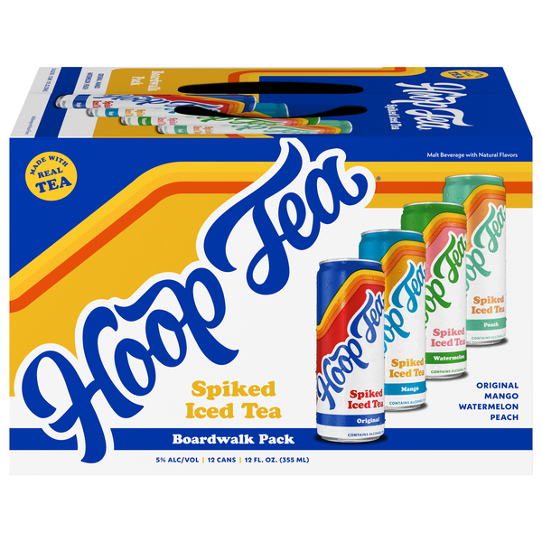 Hoop Tea Spiked Iced Tea, Boardwalk Pack, Original/Mango/Watermelon ...