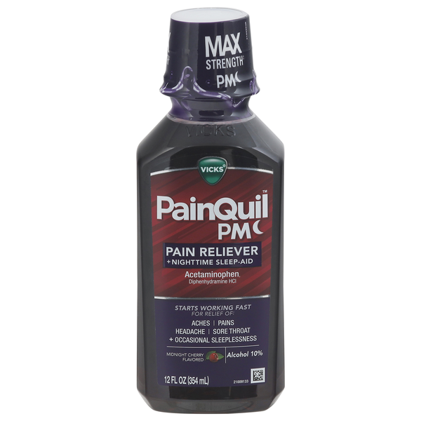 Vicks PainQuil PM Pain Reliever, + Nighttime Sleep Aid, Midnight Cherry ...